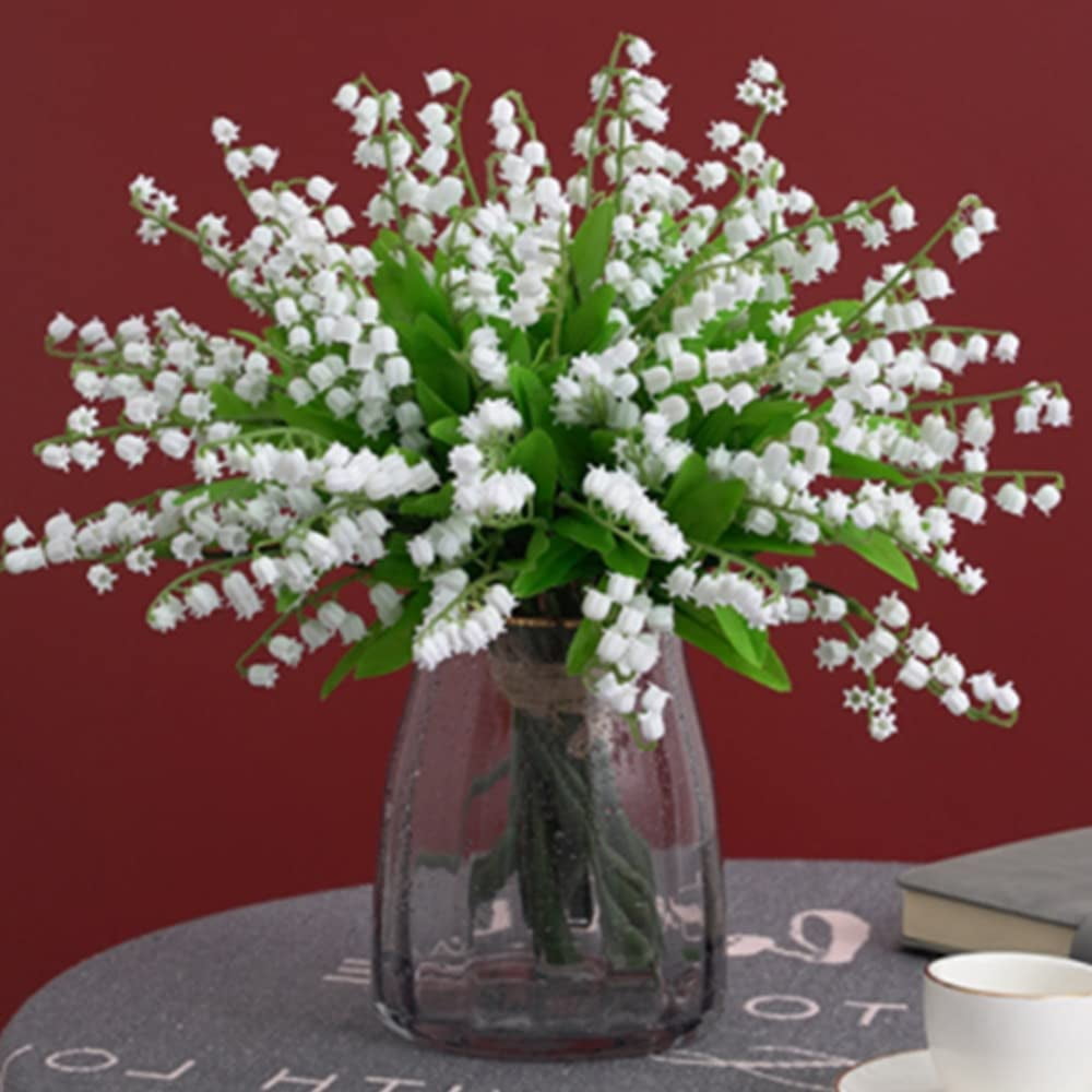 12pcs Artificial Flowers Real Touch Lily of The Valley Spring Fake ...