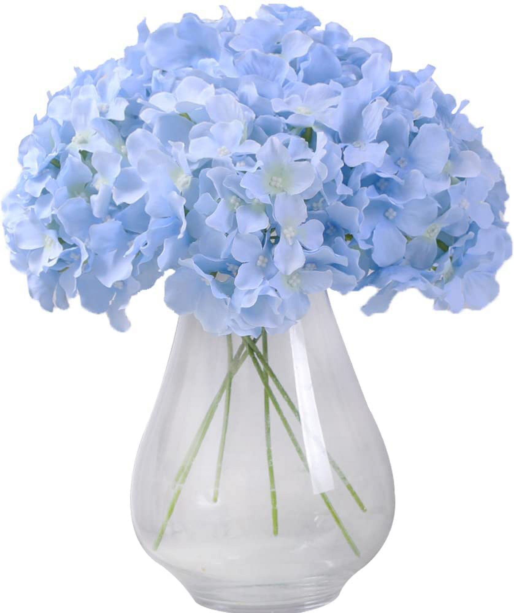 12pcs Artificial Silk Hydrangea Flowers Heads with Stems in Bulk Fake ...