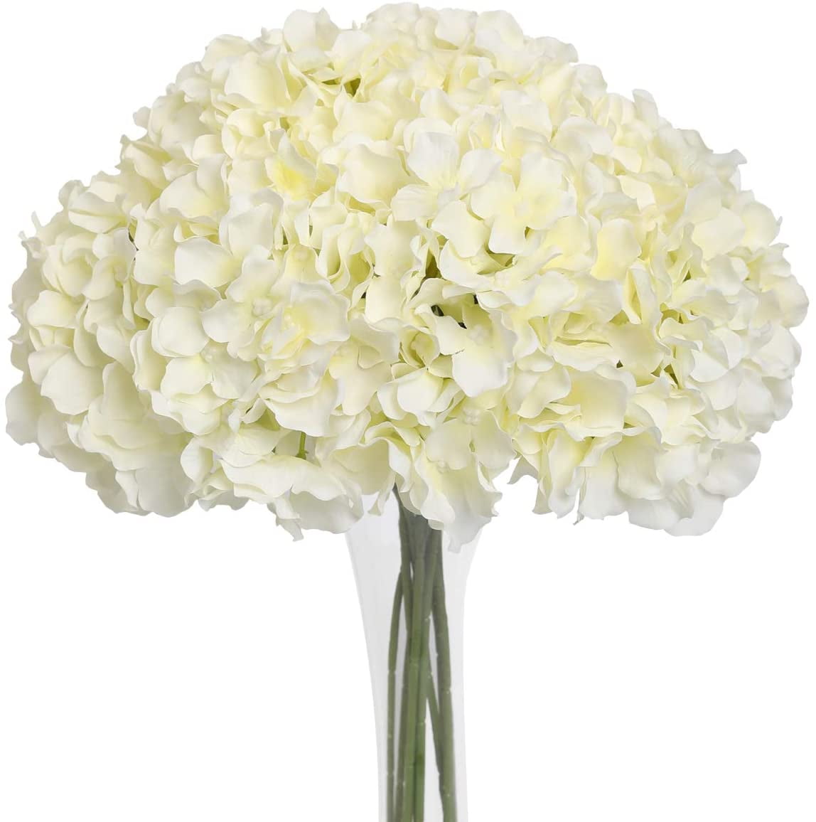 12pcs Artificial Silk Hydrangea Flowers Heads with Stems in Bulk Fake ...