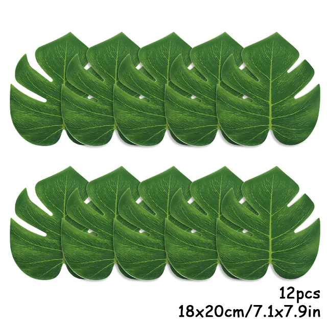 12pcs Artificial Tropical Palm Leaves Hawaiian Luau Safari Jungle Party ...