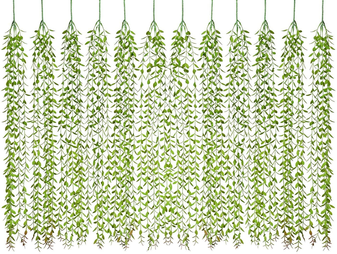 12pcs Artificial Vines Fake Greenery Garland Willow Leaves with Total ...