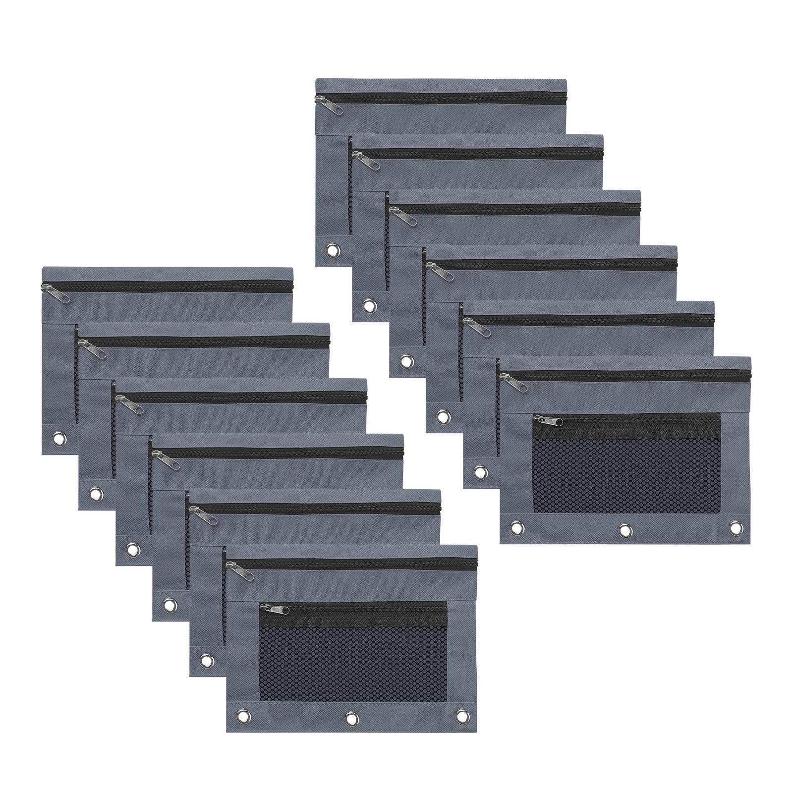12pcs B5 Cloth Eyelet Binder File Bags - 3-hole, Zipper, Pen Storage ...