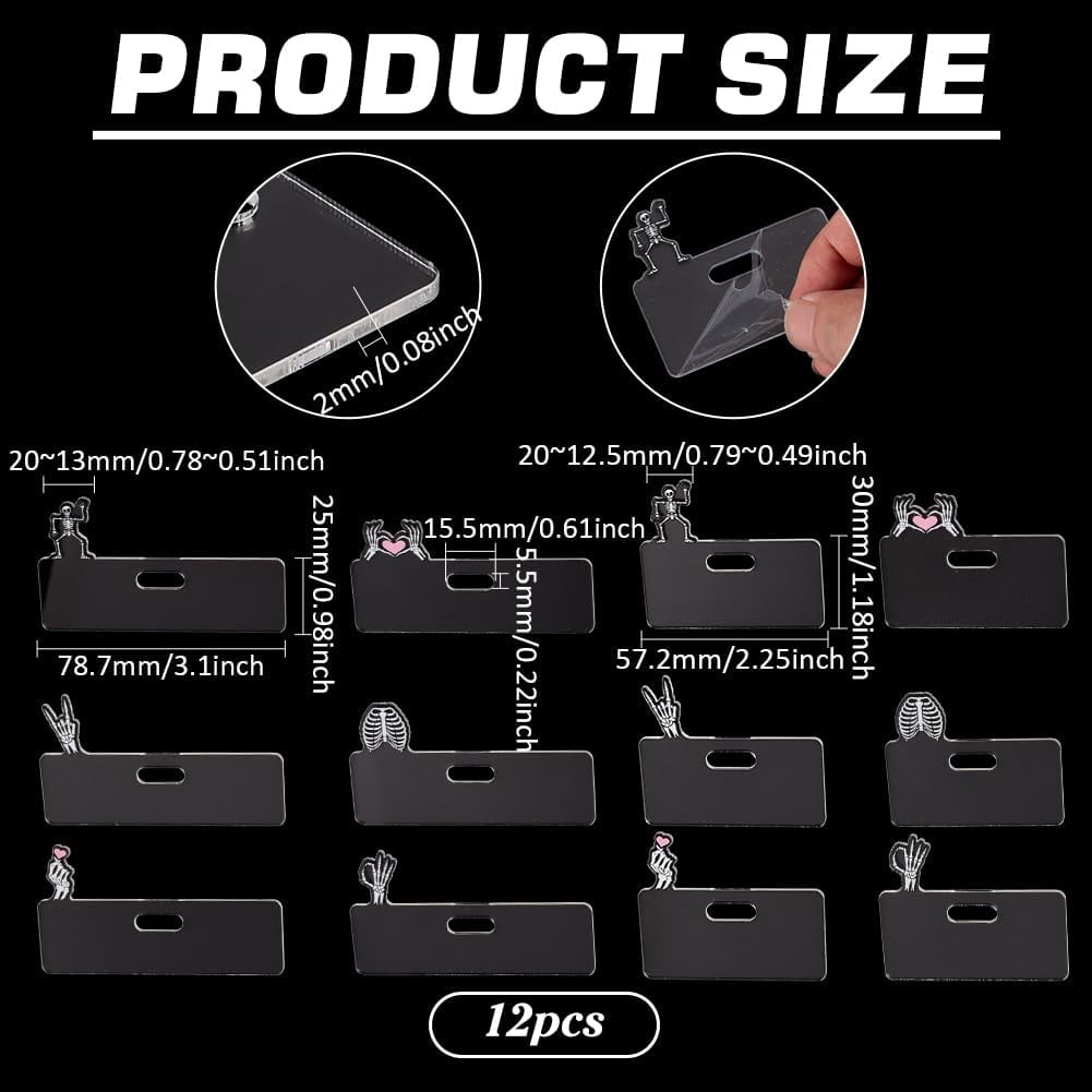 12pcs Badge Buddy Pin Holder 6 Styles ID Badge Reel Card Topper Charm 7 ...