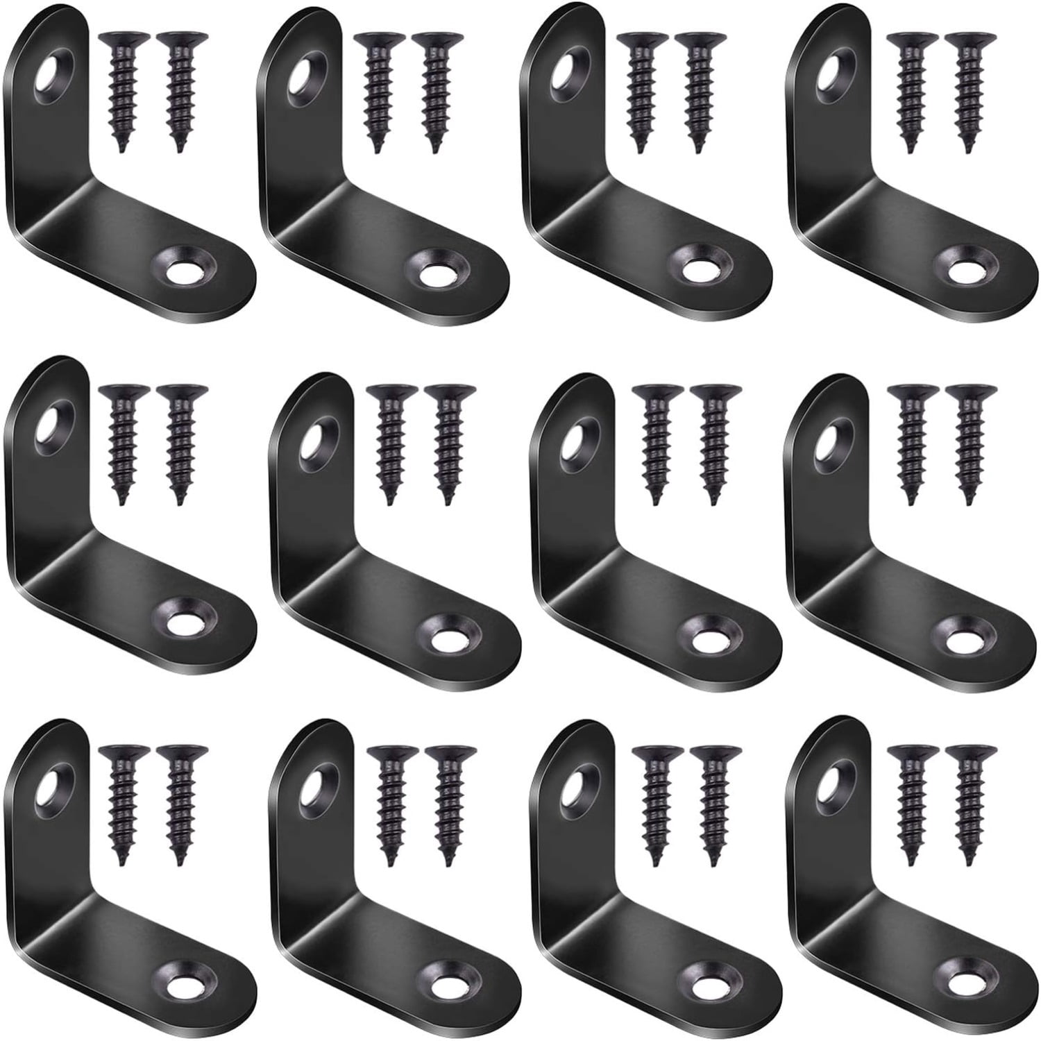 12pcs Black L Bracket Stainless Steel Corner Braces 30 x 30mm Heavy ...