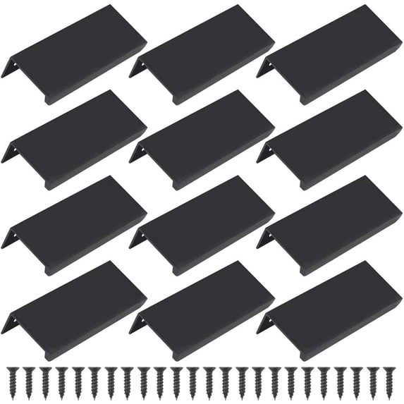 12pcs Black Mount Finger Edge Pull Handles, 80mm/3.15" Aluminum ...