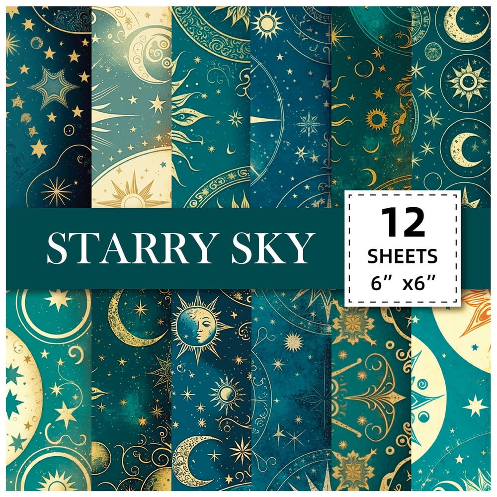 12pcs Blue Starry Sky Album Scrapbooking Handbook Card Background ...