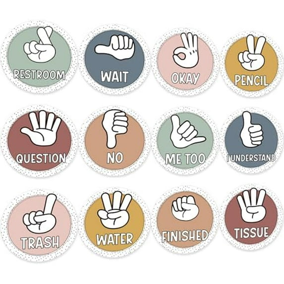 12pcs Boho Seat Signals Posters Classroom Hand Signals Decors for ...