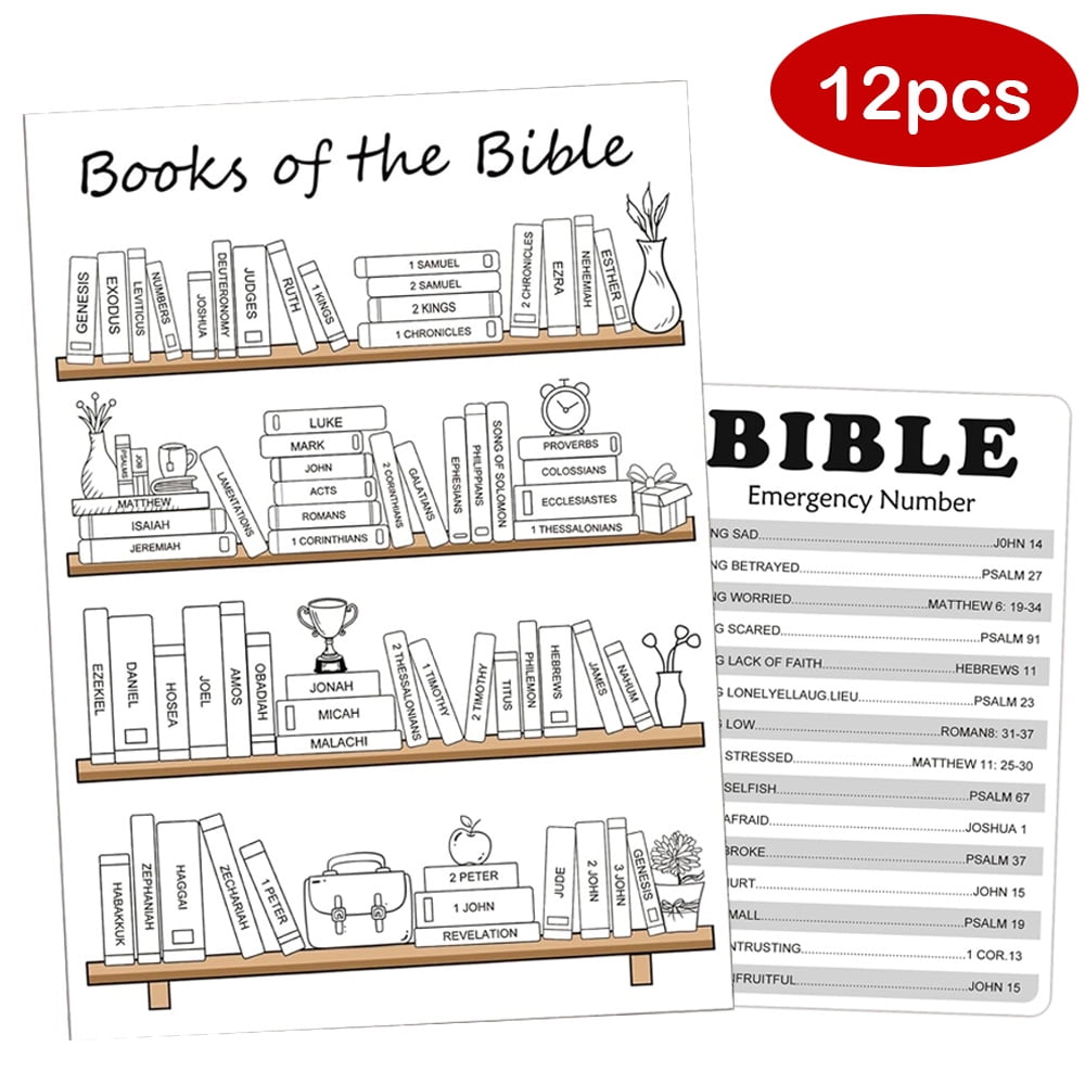 12pcs Books of The Bible Sticker Bible Emergency Numbers Sticker Books ...