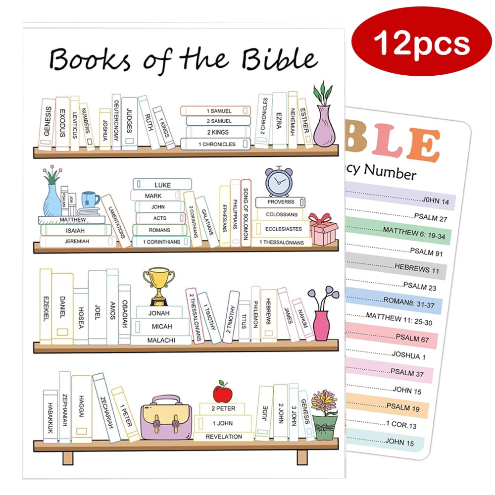 12pcs Books of The Bible Sticker Bible Emergency Numbers Sticker Books ...