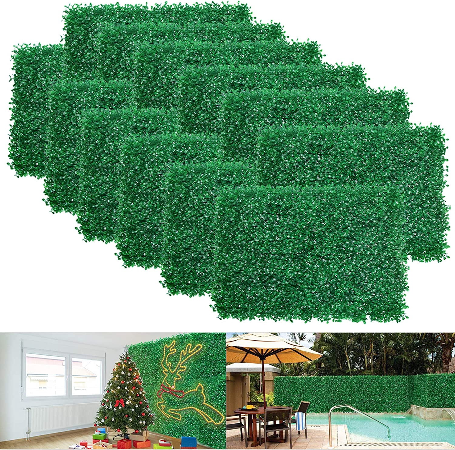 12pcs Boxwood Panels - 24"x16" Artificial Faux Hedge Plant for 31 SQ ...