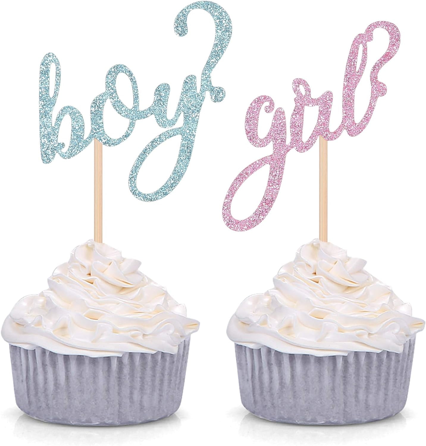 12pcs Boy or Girl - Pink or Blue Cupcake Toppers Baby Shower - Gender ...