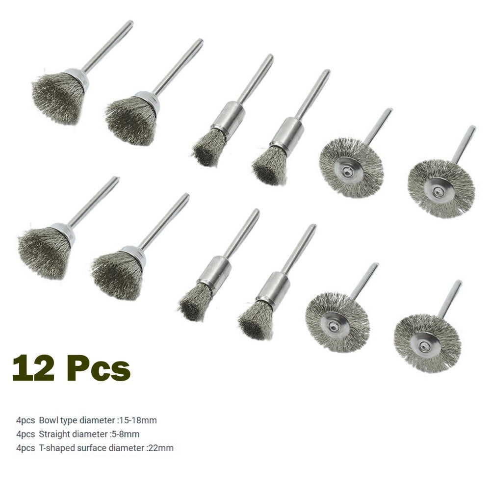 12pcs Brass Steel Wheel Dremel Wire Brush Set For Dremel Tools ...