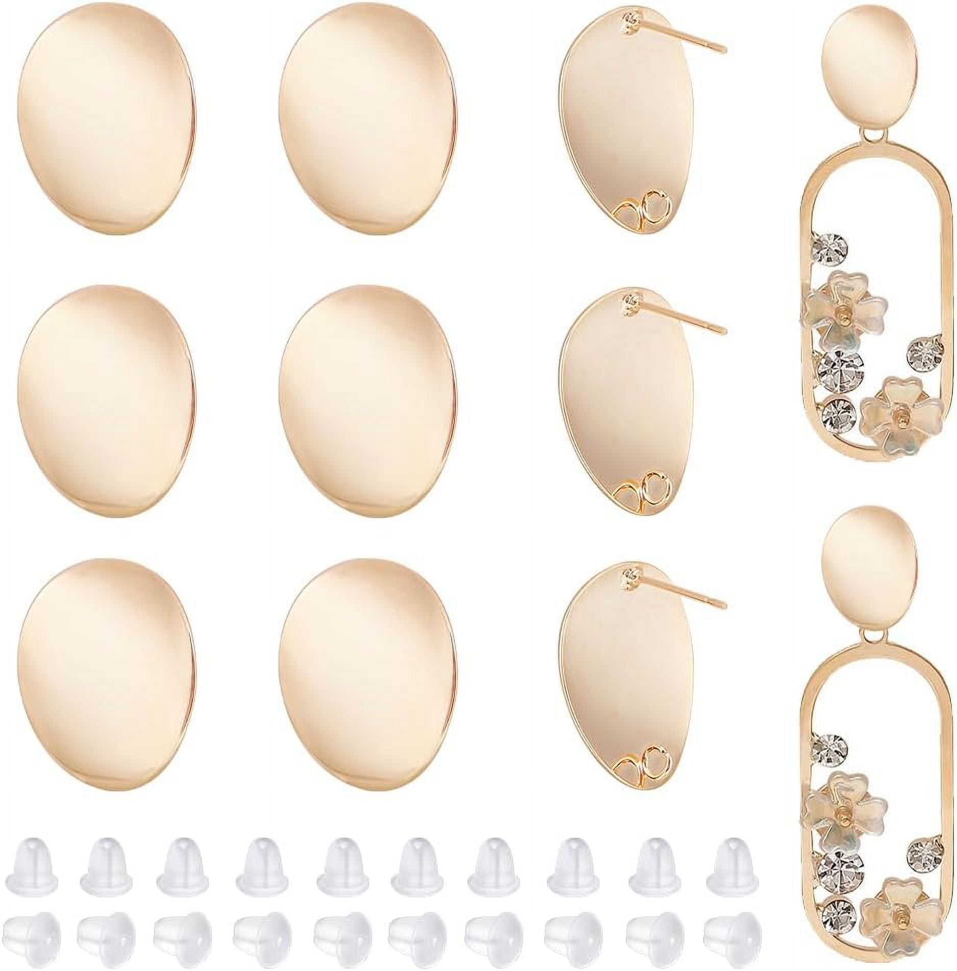 12pcs Brass Stud Earring Findings with Vertical Loops & 30pcs Plastic ...