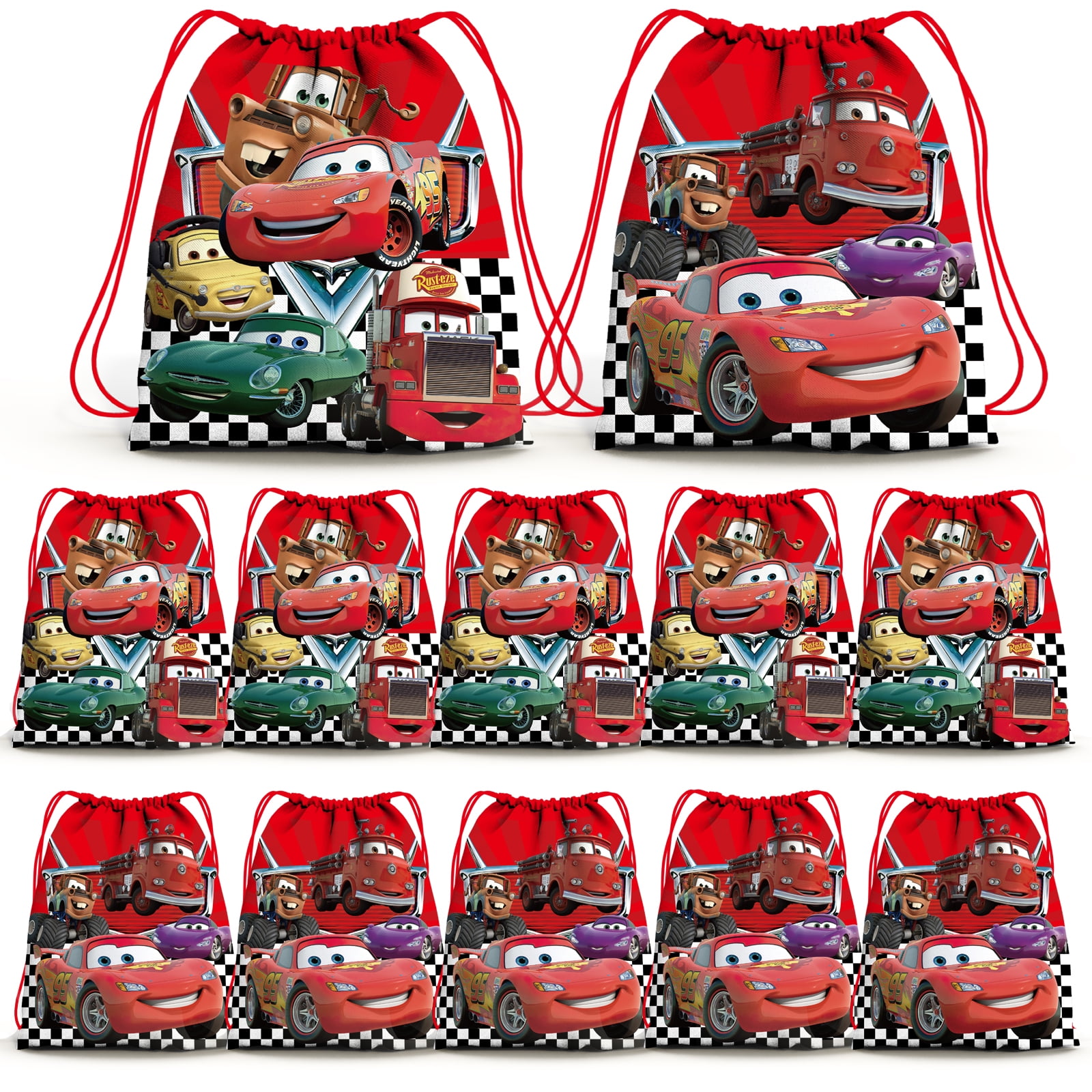 12pcs Car Craze Party Drawstring Bag Reusable Racing Car Non-Woven Gift ...