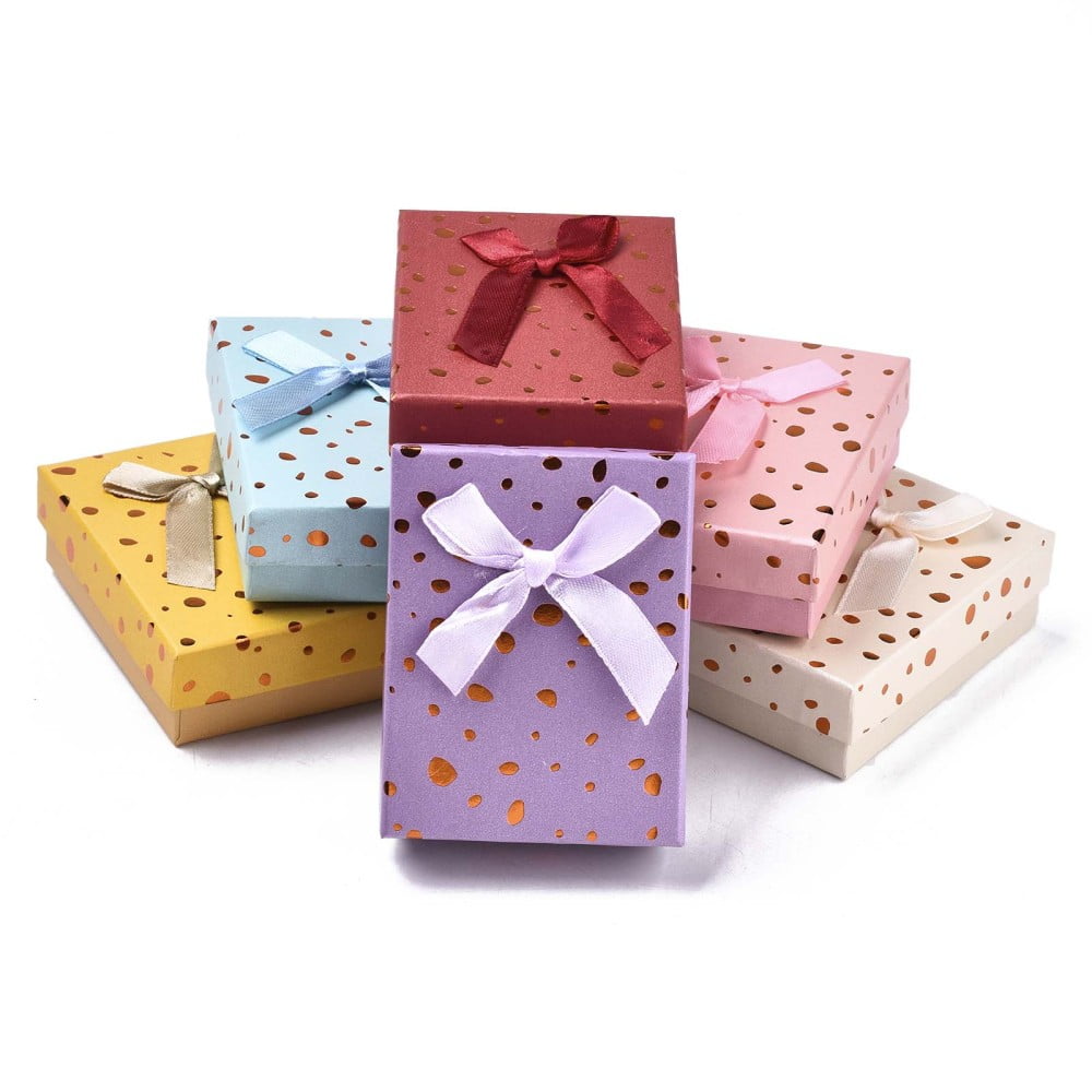 12pcs Cardboard Jewelry Boxes for Necklaces with Bowknot Ribbon Outside ...
