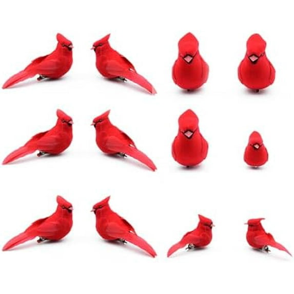 12pcs Cardinal Decor Red Cardinals Bird Clip on Christmas Tree Ornament ...