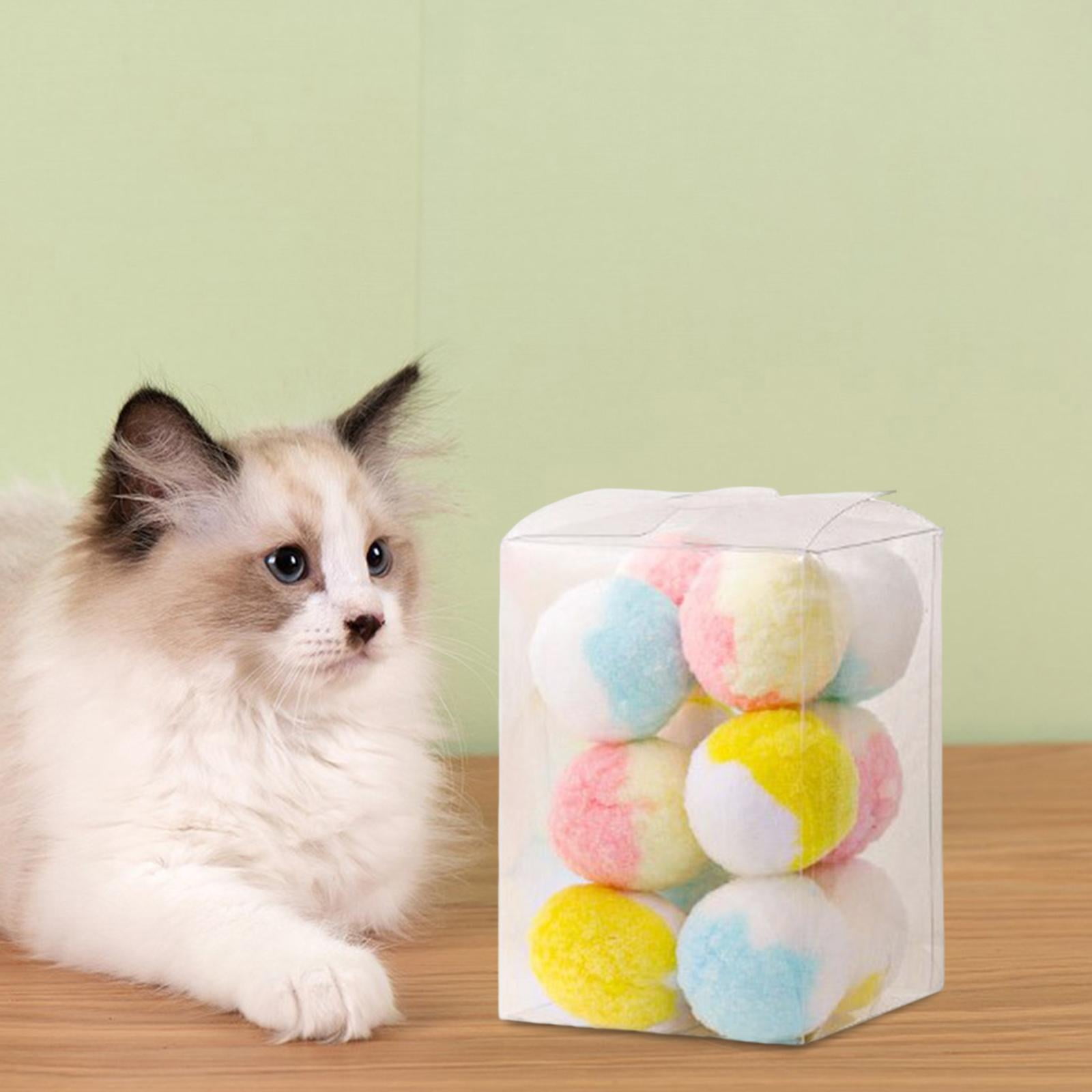 12pcs Cat Toy Ball Cute Colorful Yarn Puff Balls Fun Kitten Fuzzy Balls ...