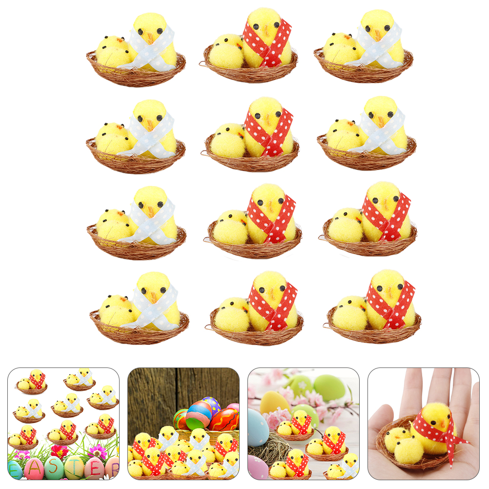 12pcs Chicks Set Chicken Figures Figurines Farm Statues Table for Kids ...