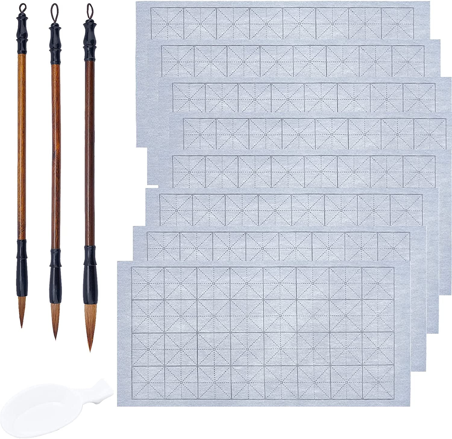 12pcs Chinese Calligraphy Set 8pcs Water Writing Cloth Paper 3 Styles ...