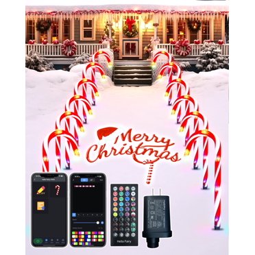 Lapalife Christmas Candy Cane Lights Solar Powered Outdoor, 4 Pack ...