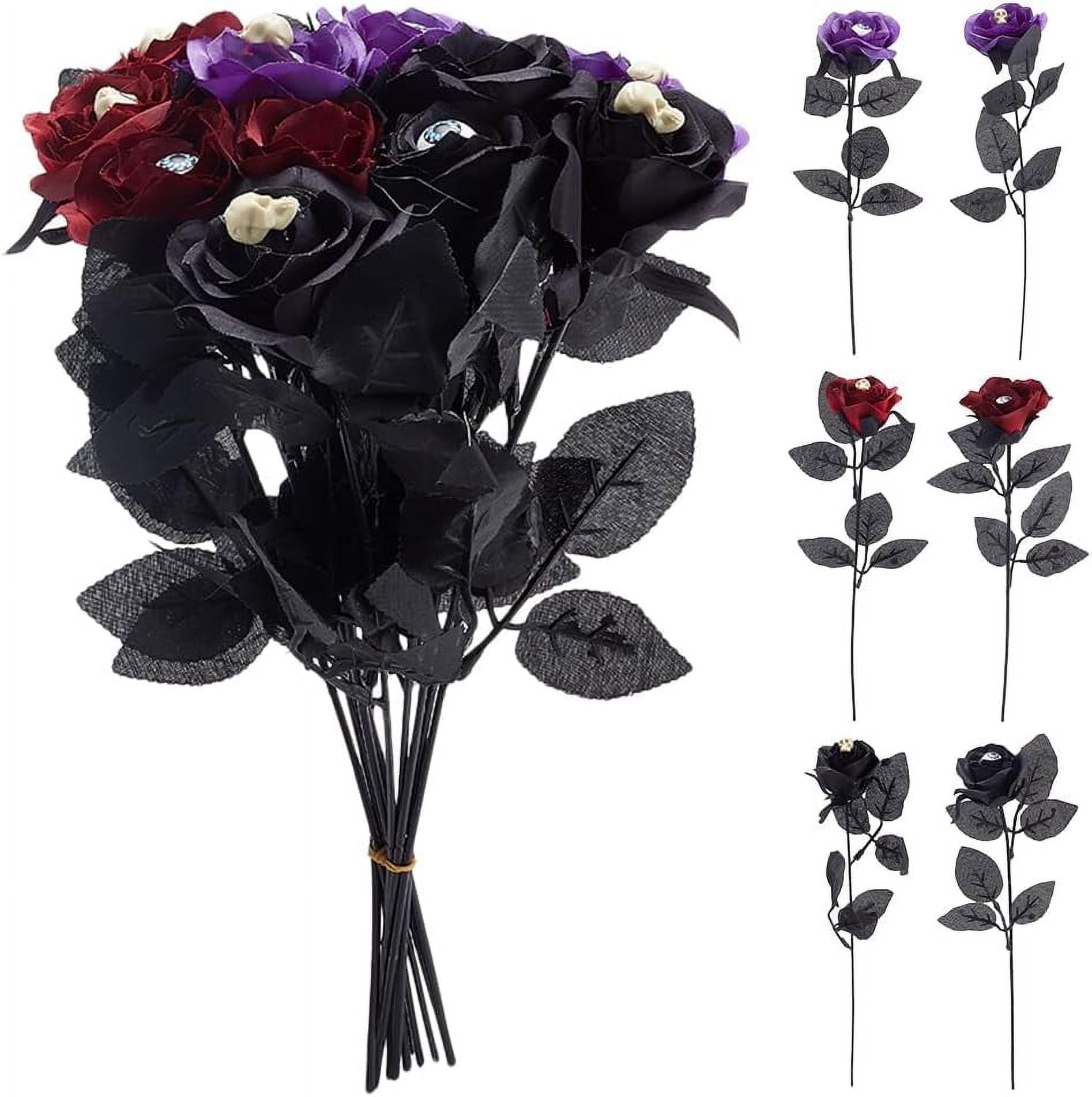 12pcs Christmas Flowers 6 Styles Artificial Silk Flowers Eyeballs Roses ...