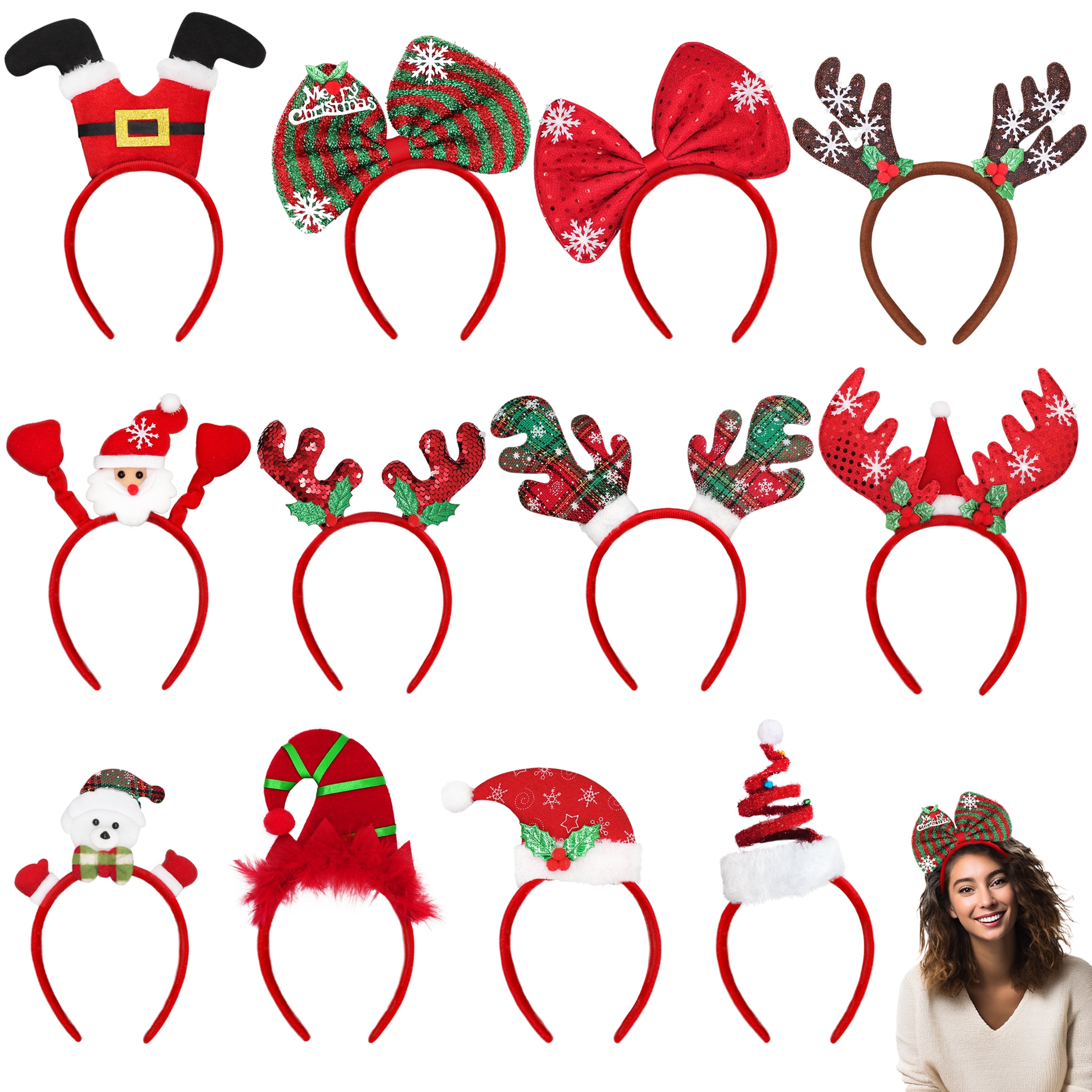 12pcs Christmas Headbands for Adults Bulk,Christmas Headwear Quality ...