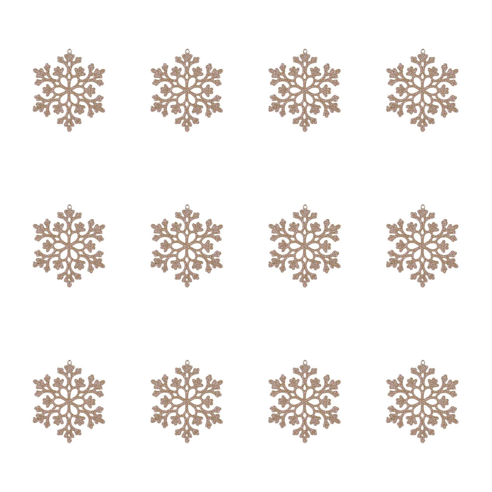 12pcs Christmas Snowflake Decorations, Plastic Hollow Snowflake ...
