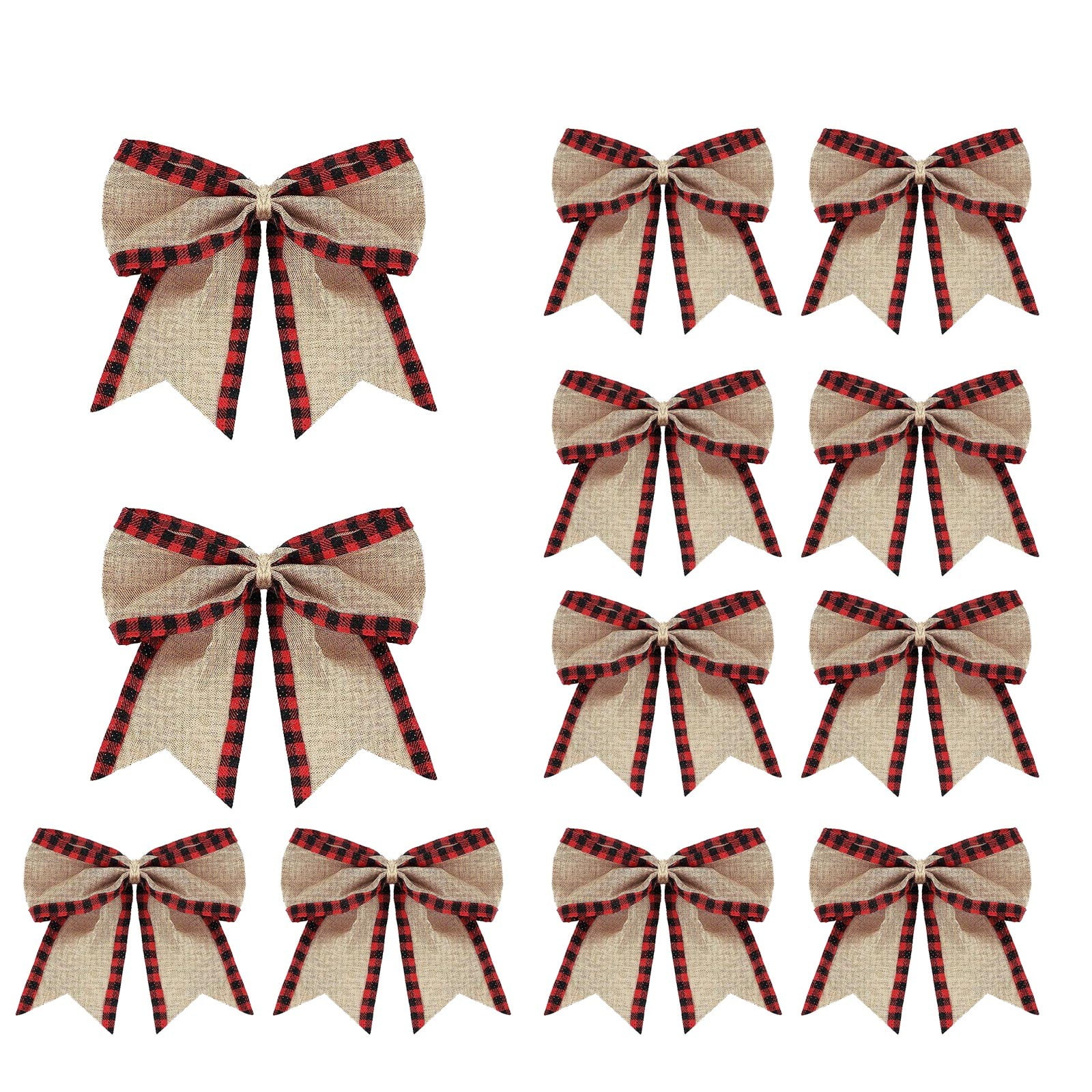 12pcs Christmas Tree Bows Ornaments 6 Inch Large Christmas Wreath Bows