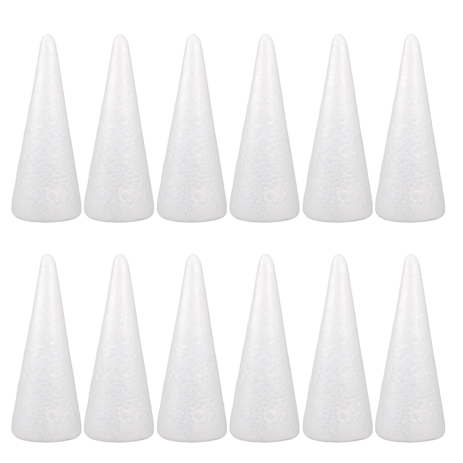 12pcs Christmas Tree Foam Cones 7.39X2.91in White Polystyrene Foam Cone ...