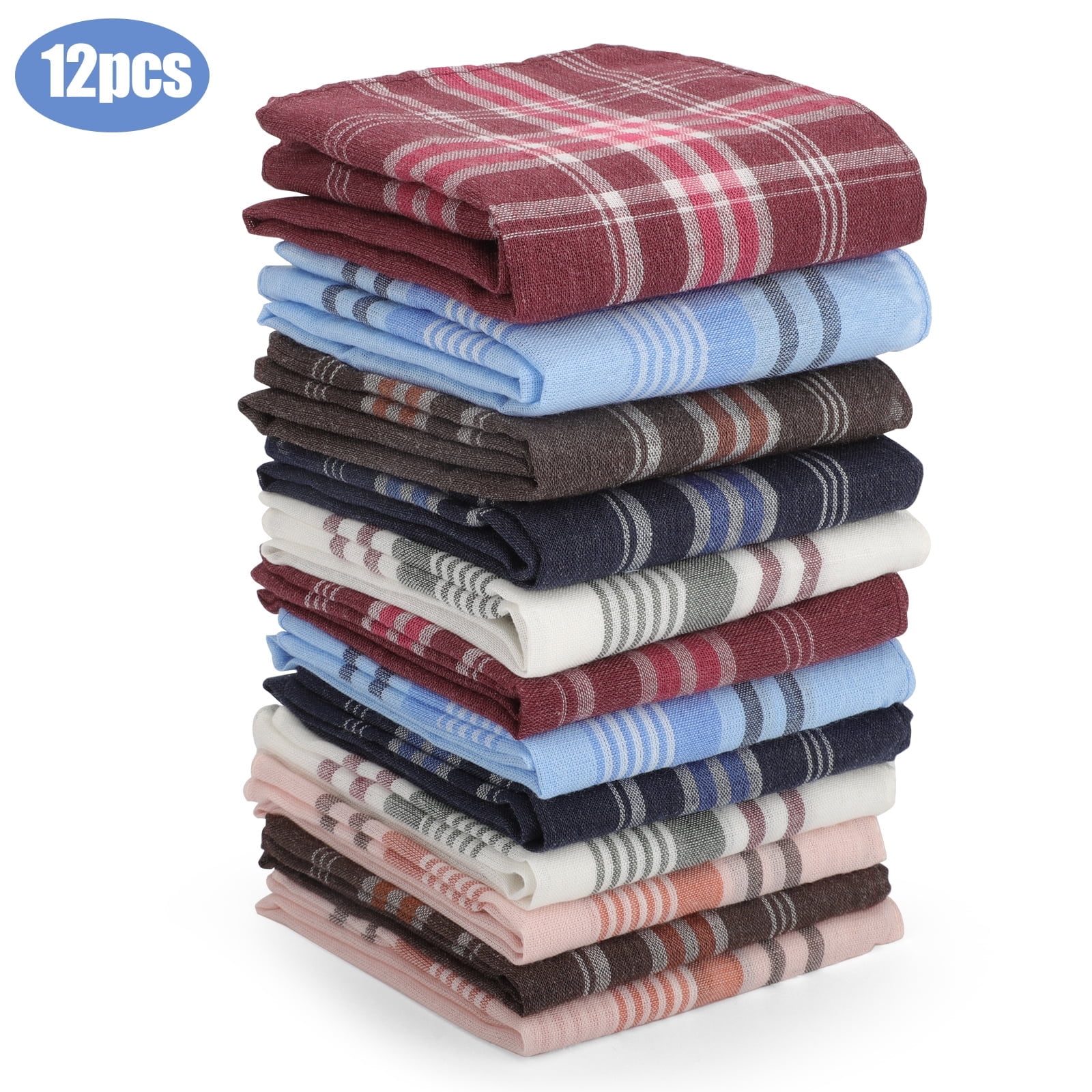 12pcs Classic Plaid Handkerchiefs for Men, DISEN Soft Cotton Hankies ...