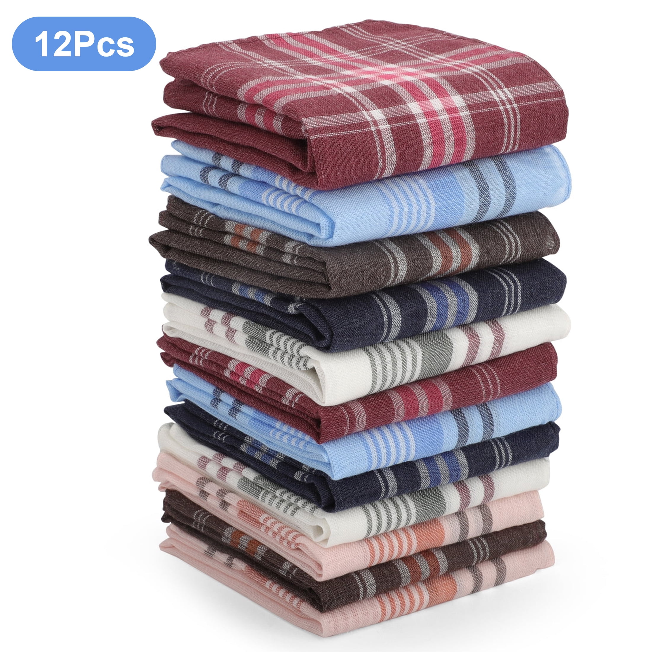 EEEkit 12pcs Multipack Classic Plaid Handkerchiefs for Men, Soft Cotton ...
