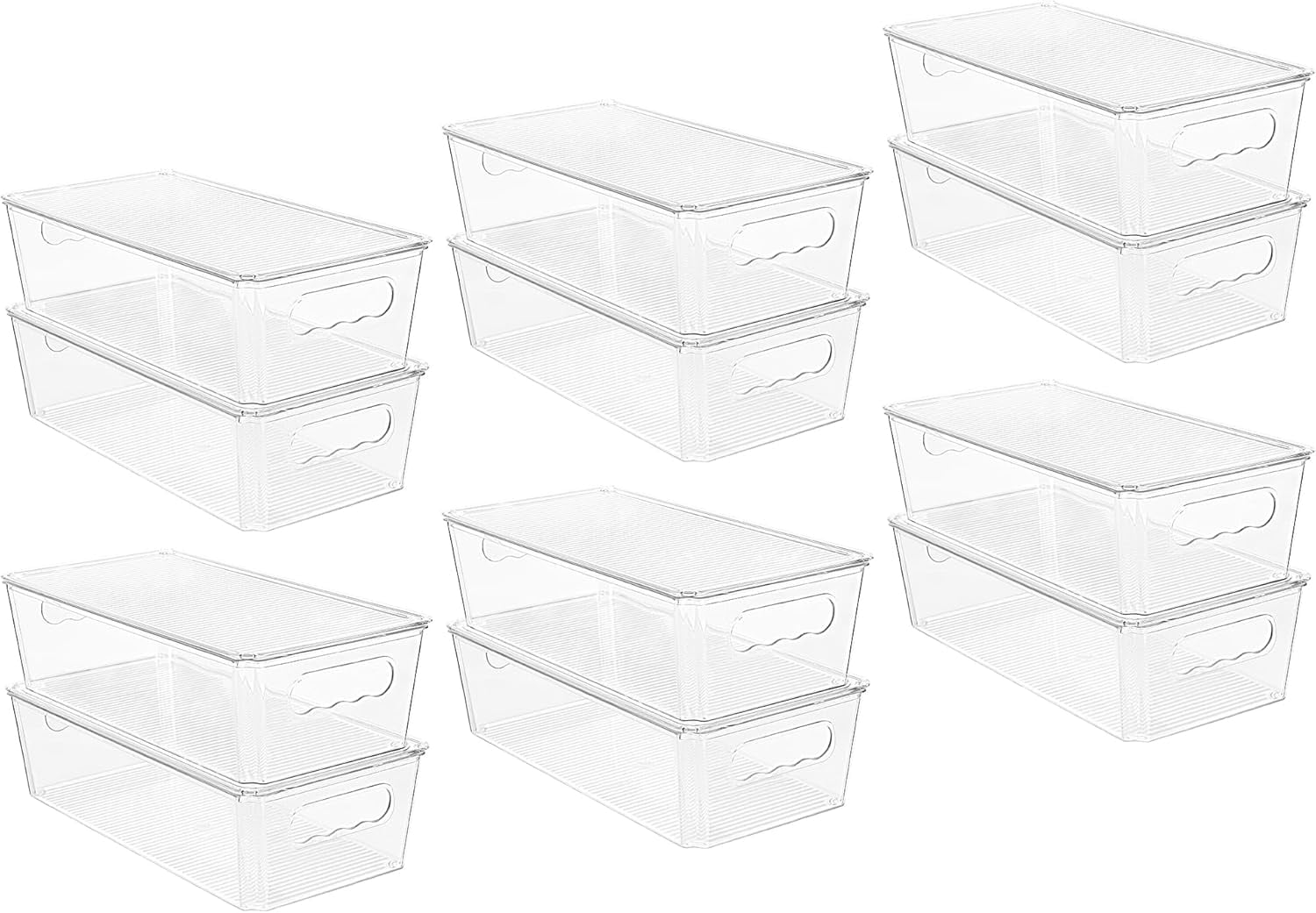 12pcs Clear Organizers and Storage Bins with Lids, Stackable Plastic ...