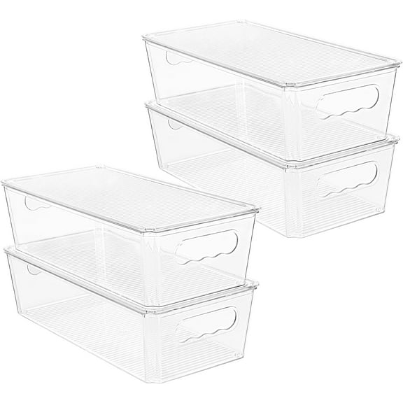 Clear Plastic Stackable Storage Bins with Lids, Pantry Organizers and ...