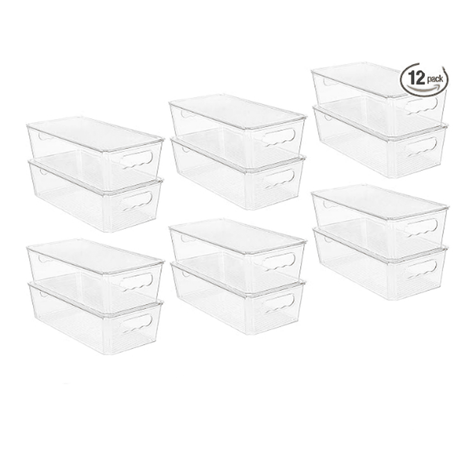12pcs Clear Organizers and Storage Bins with Lids, Stackable Plastic ...