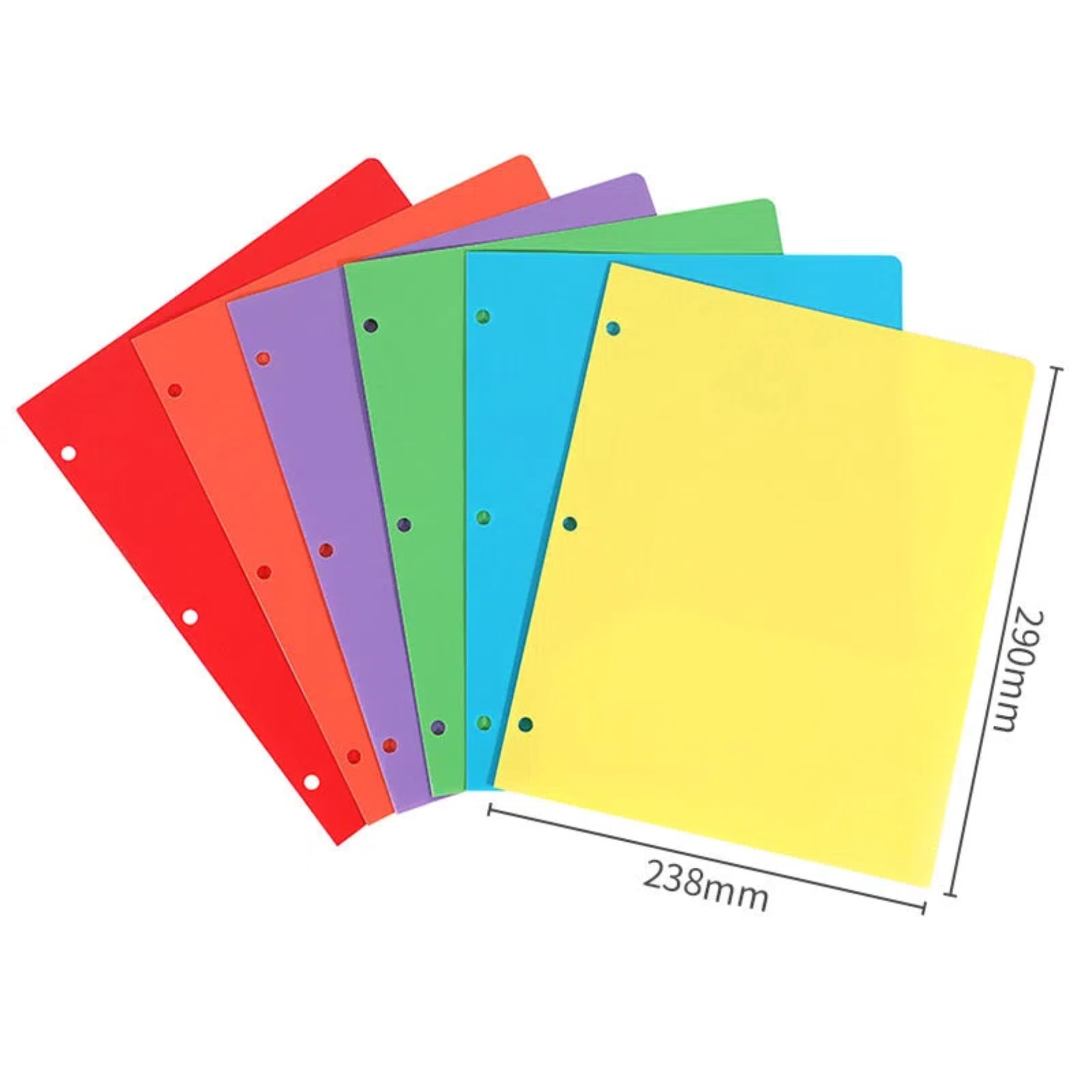 12pcs Colored Plastic Folders, 6 Vibrant Colors 2 Pocket 3-Hole Punched ...
