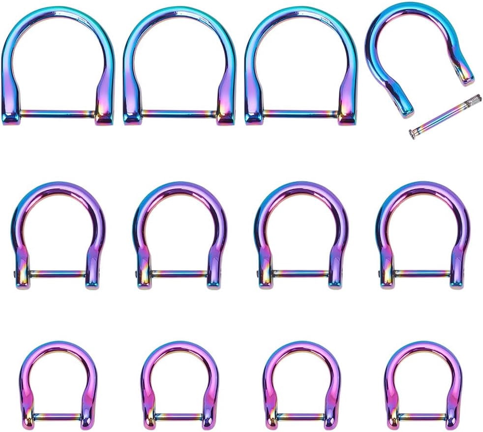 12pcs Colorful D Ring with Closing Screw 15.5/19/23.5mm Alloy D-Rings ...