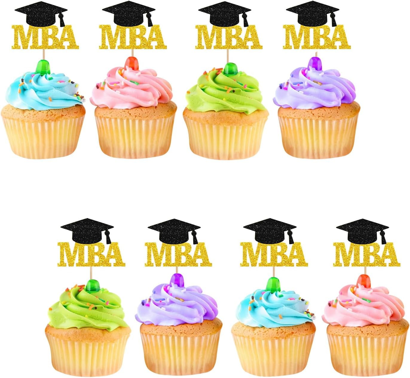 12pcs Congrats MBA Cupcake Toppers, MBA Graduation Cupcake Toppers ...