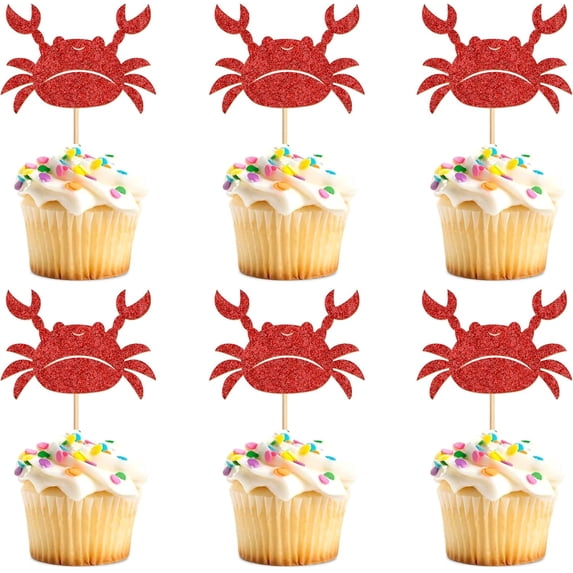 12pcs Crab Cupcake Topper Ocean Themed Party Crab Cupcake Decorations ...