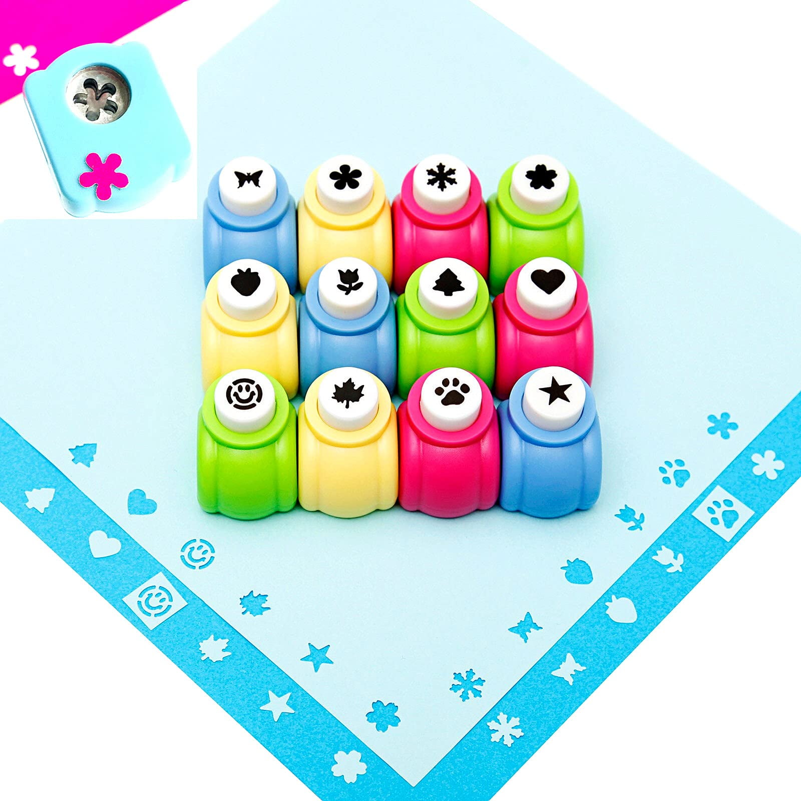 12pcs Craft Hole Punch Shapes Set,Small BSL1 Paper Puncher Crafting ...