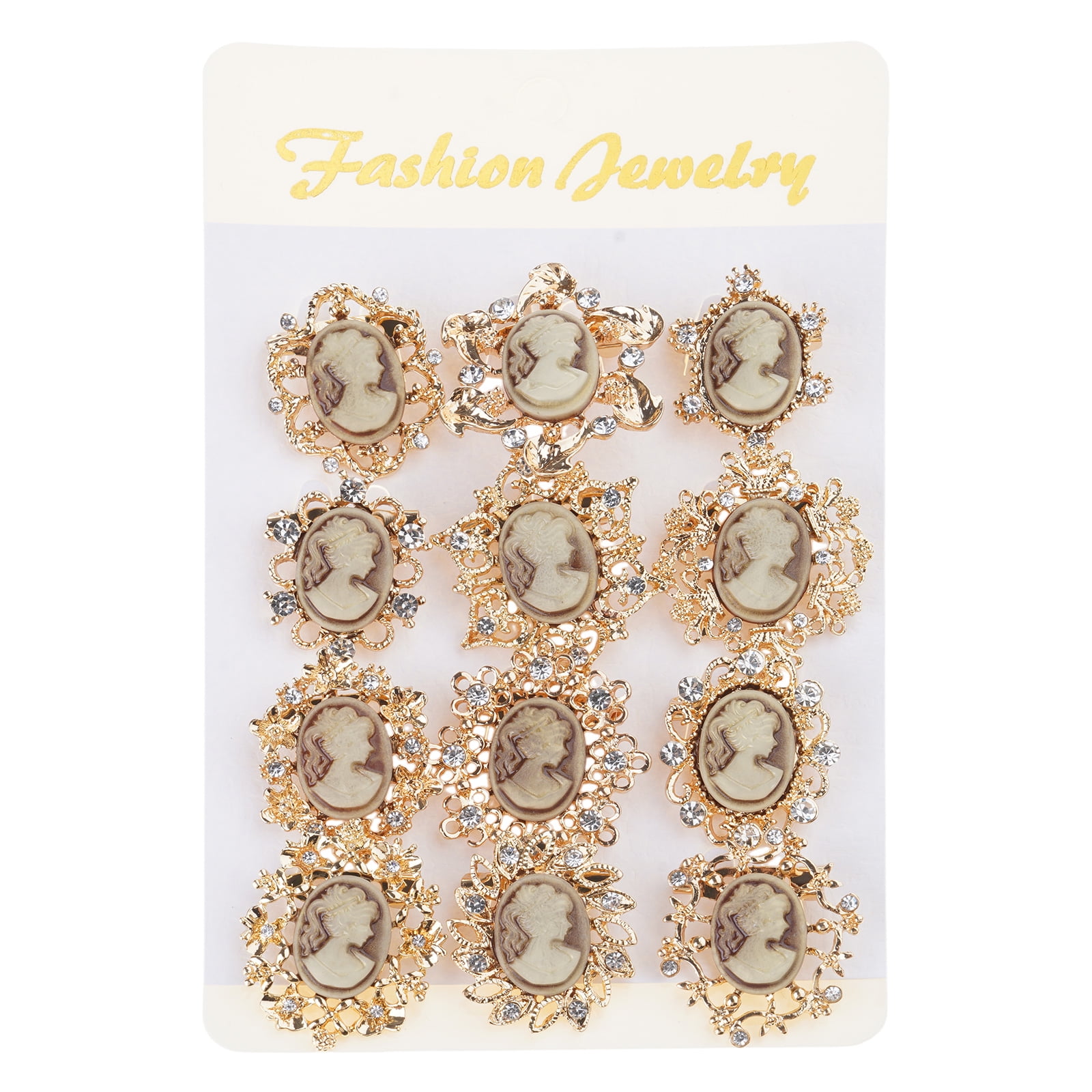 12pcs Cute Alloy Beauty for Head Brooch New Year Gift Victorian Badge ...