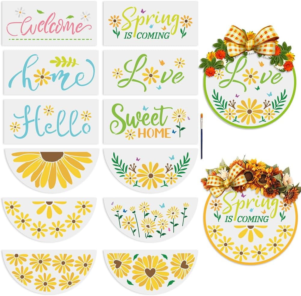 12pcs Daisy Flower Welcome Stencil for Painting on Wood Floral Plant ...