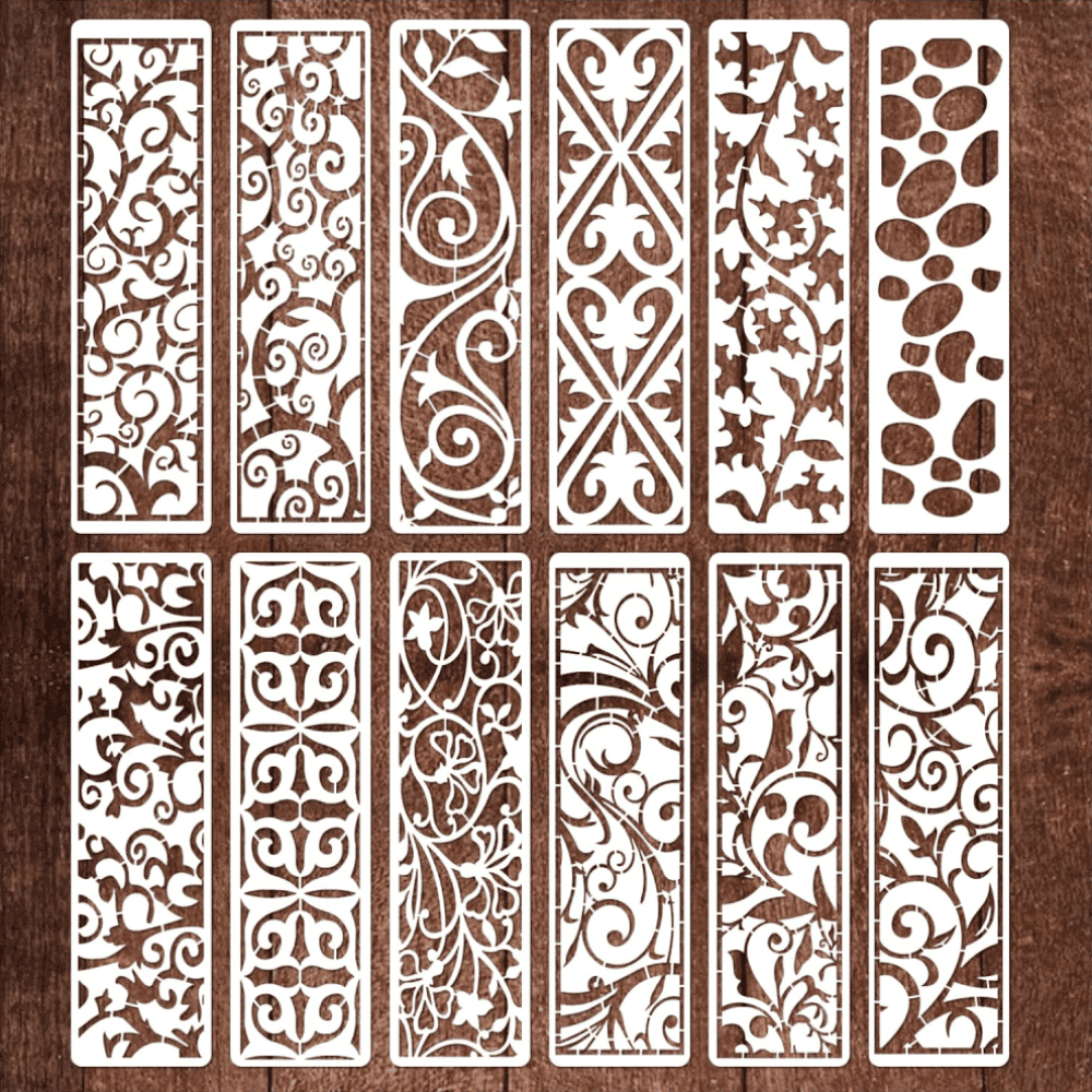 12pcs Decorative Painting Templates, Floral Border Stencils for ...