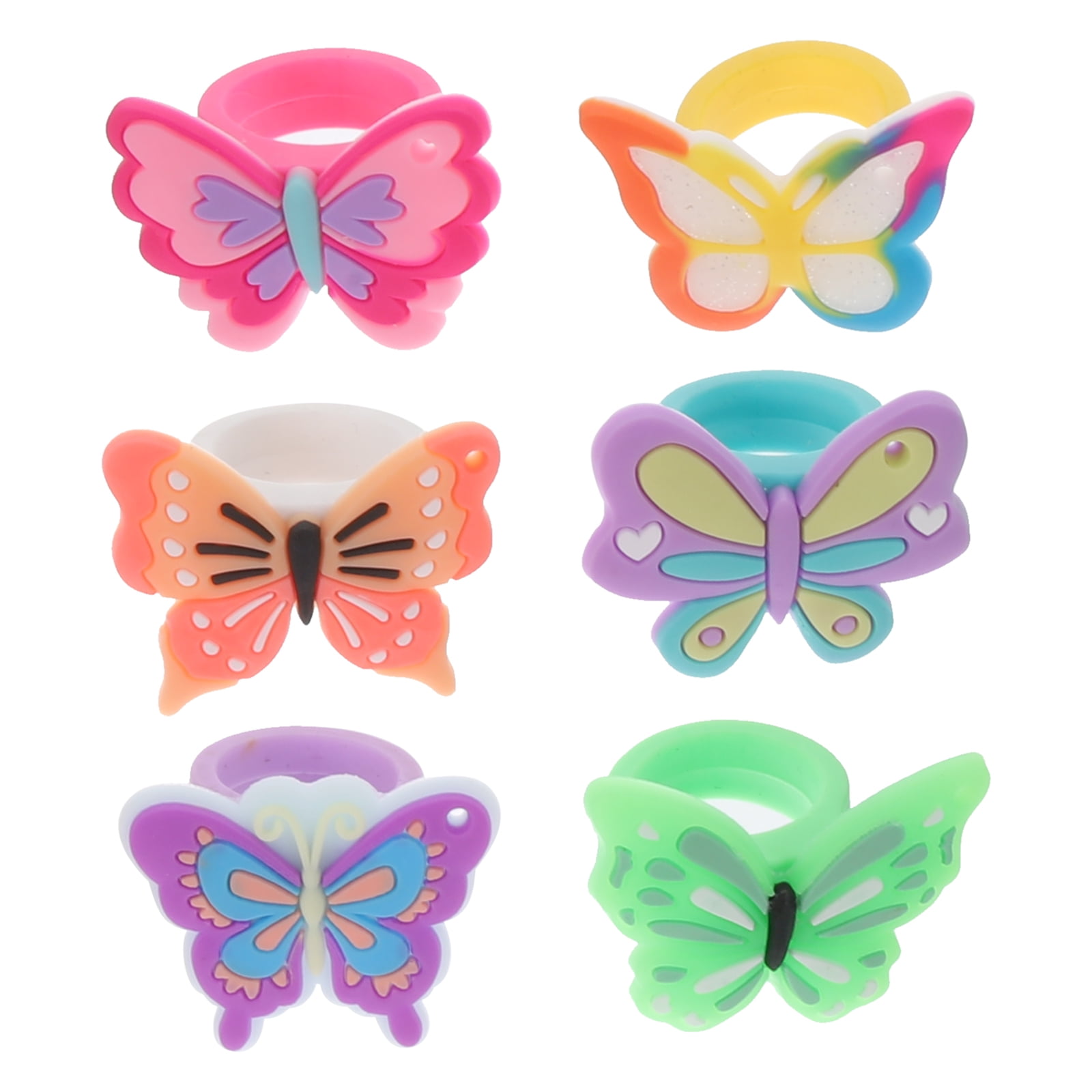 12pcs Delicate Cartoon Butterfly Rings For Little Girls Kids Use ...