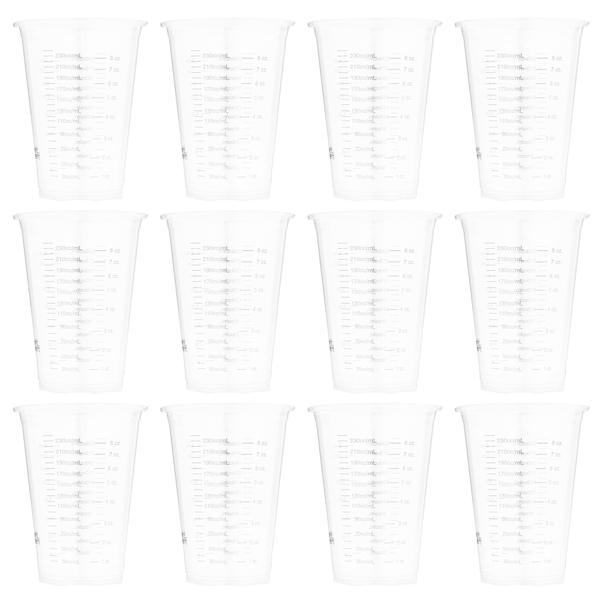 12pcs Disposable Plastic Eco-friendly Measuring Cup Transparent Scale ...