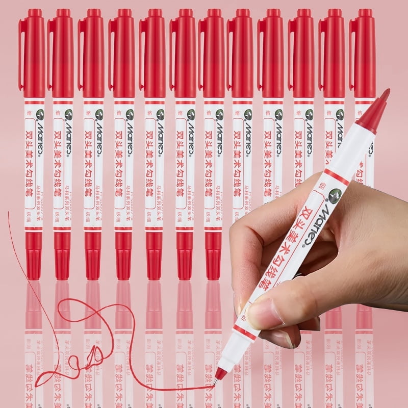 Twin Pen Dual Tip Marker, Red, Fine & Ultra Fine Point, Acrylic Paint ...