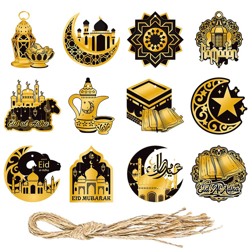 12pcs Eid Mubarak Decor Hanging Tag Ramadan Eid Decoration for Home New ...