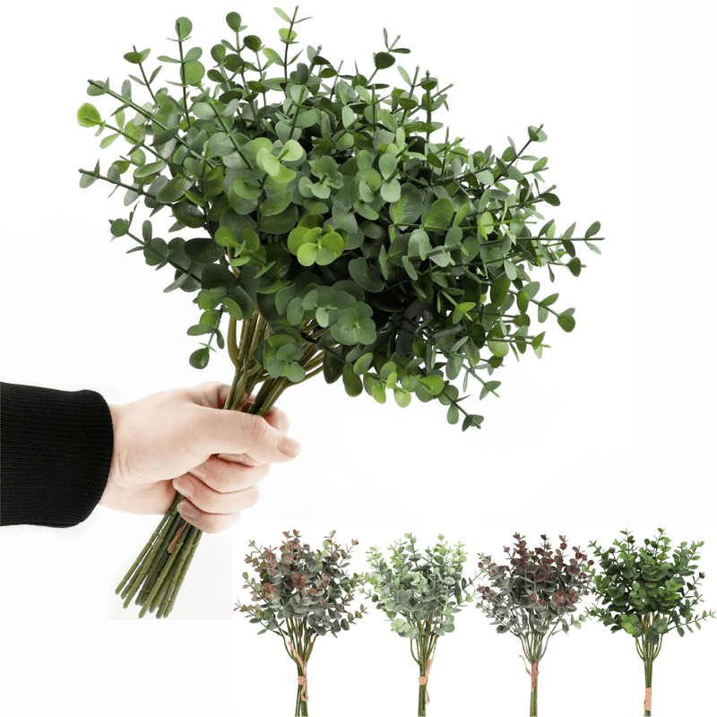 12pcs Eucalyptus Stems Bulk Faux Silver Dollar Eucalyptus Leaves Plant ...