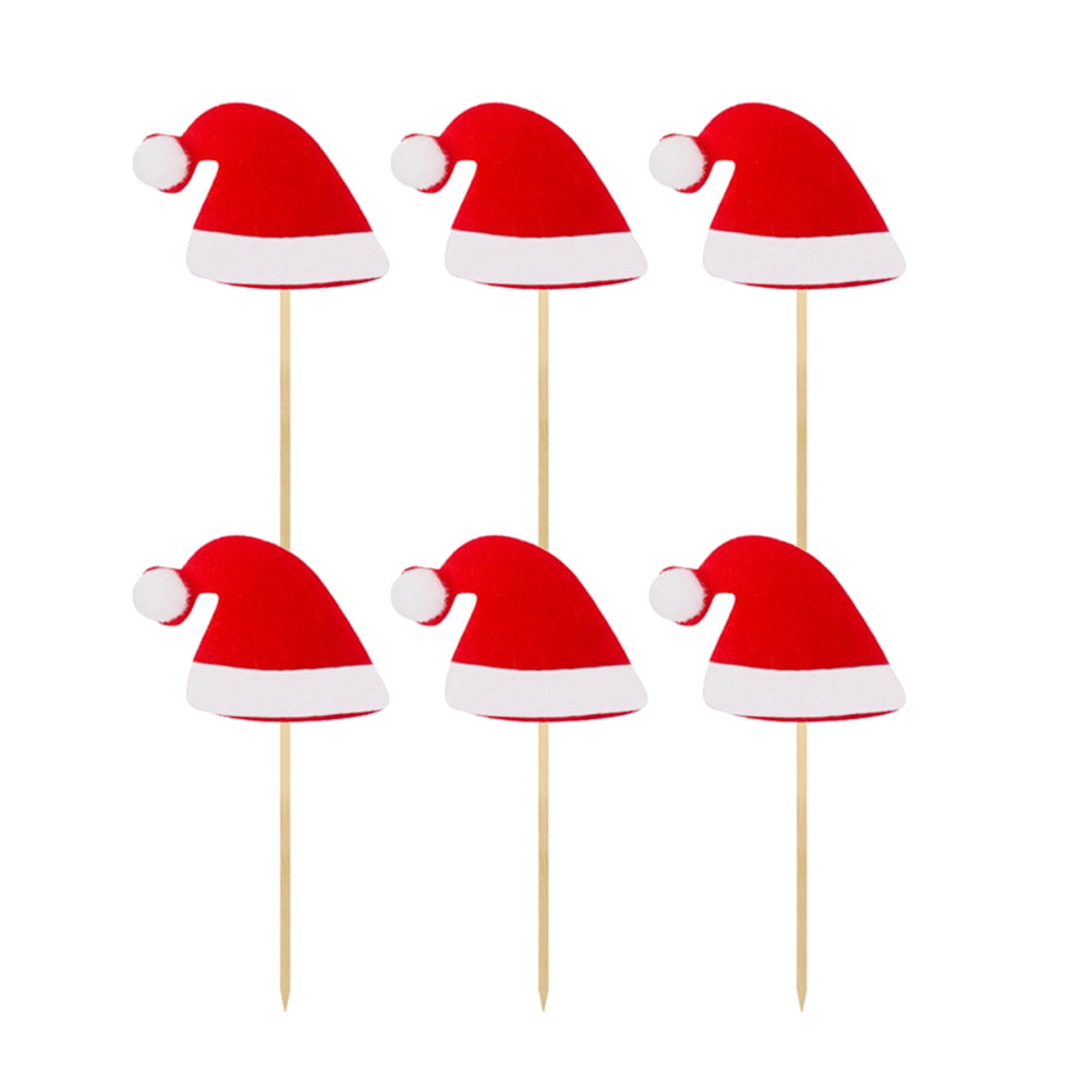 12pcs Felt Christmas Hat Cake Toppers Cake Picks Cupcake Decor Party ...