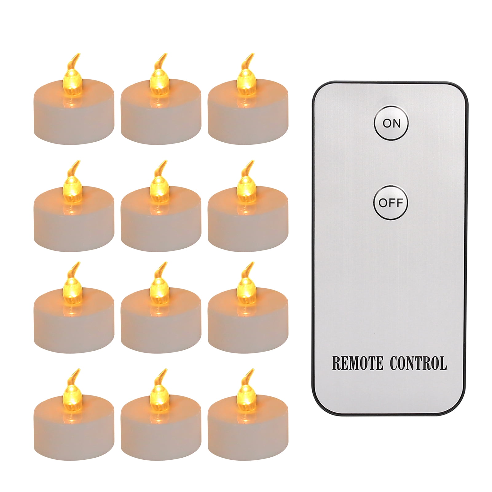 12pcs Flameless Flickering LED Candles with Remote Control Warm White ...