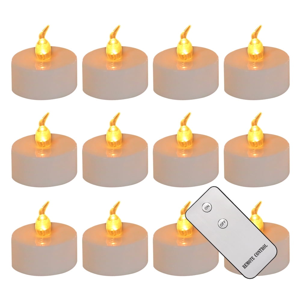 12pcs Flameless LED Tea Lights Canadles With Remote Control Realistic ...